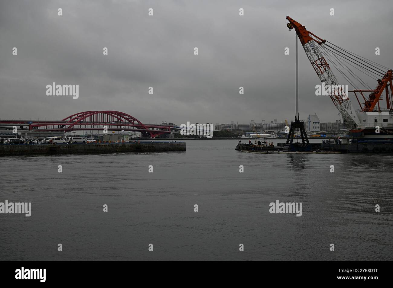 Landscape with scenic view of the maritime Port of Kōbe in the ...