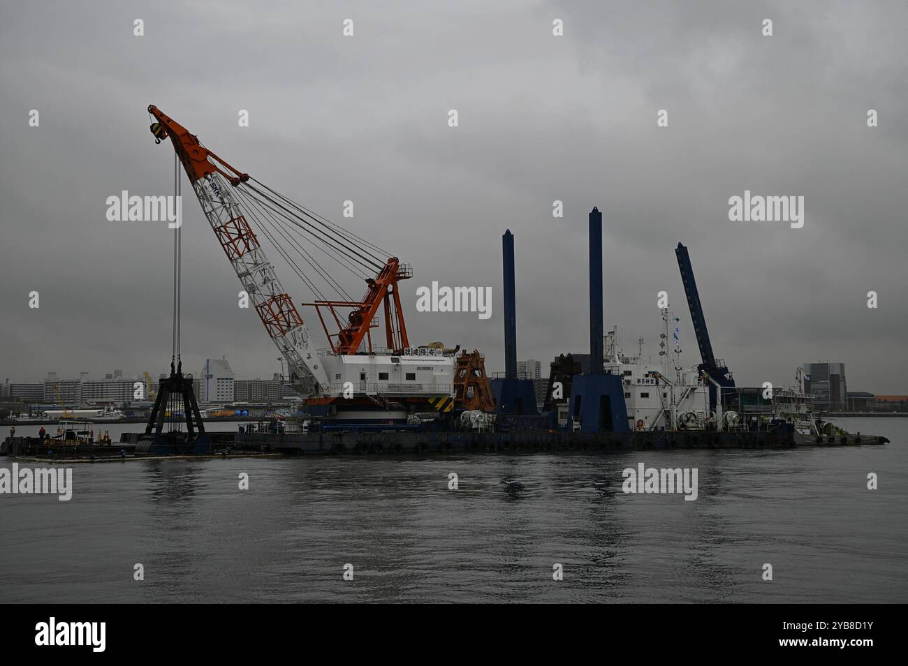 Landscape with scenic view of the maritime Port of Kōbe in the ...