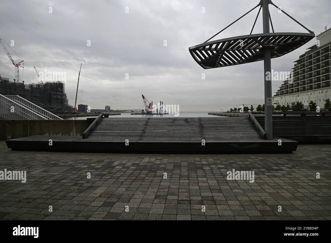Landscape with scenic view of the maritime Port of Kōbe in the ...
