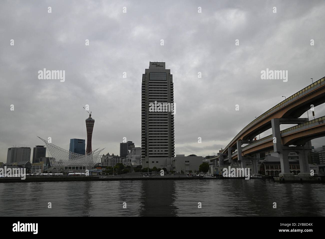 Landscape with scenic view of the maritime Port of Kōbe in the ...