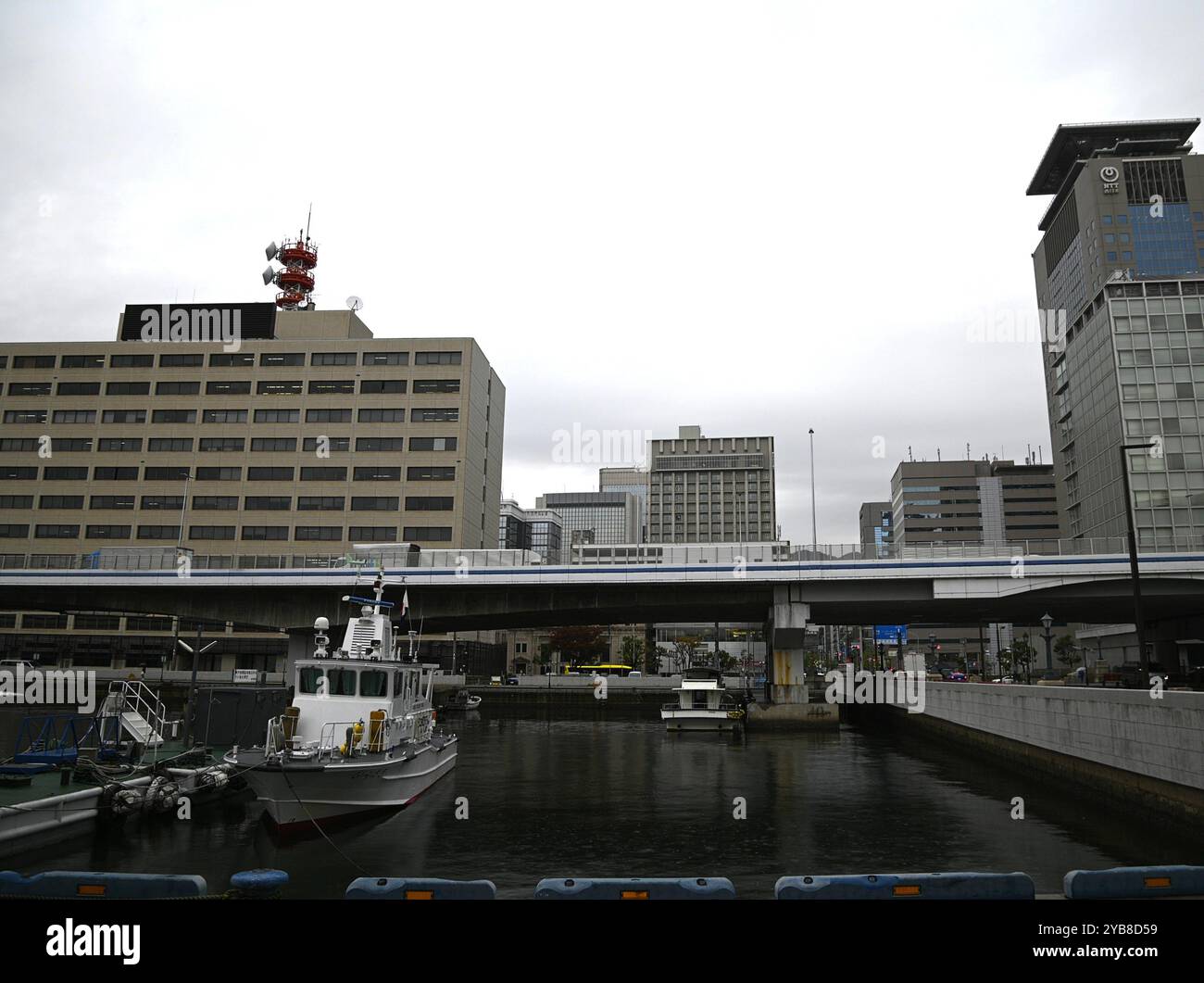 Landscape with scenic view of the maritime Port of Kōbe in the ...