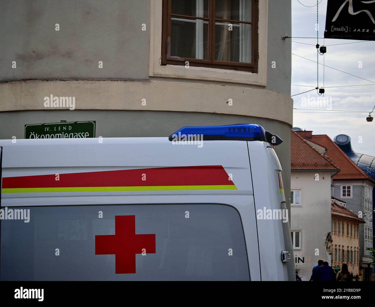 blue light operation of a rescue service, ambulance with blue light an ...