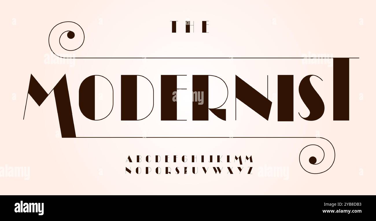 Elegant art deco font, modernist letters. Refined sophisticated ...