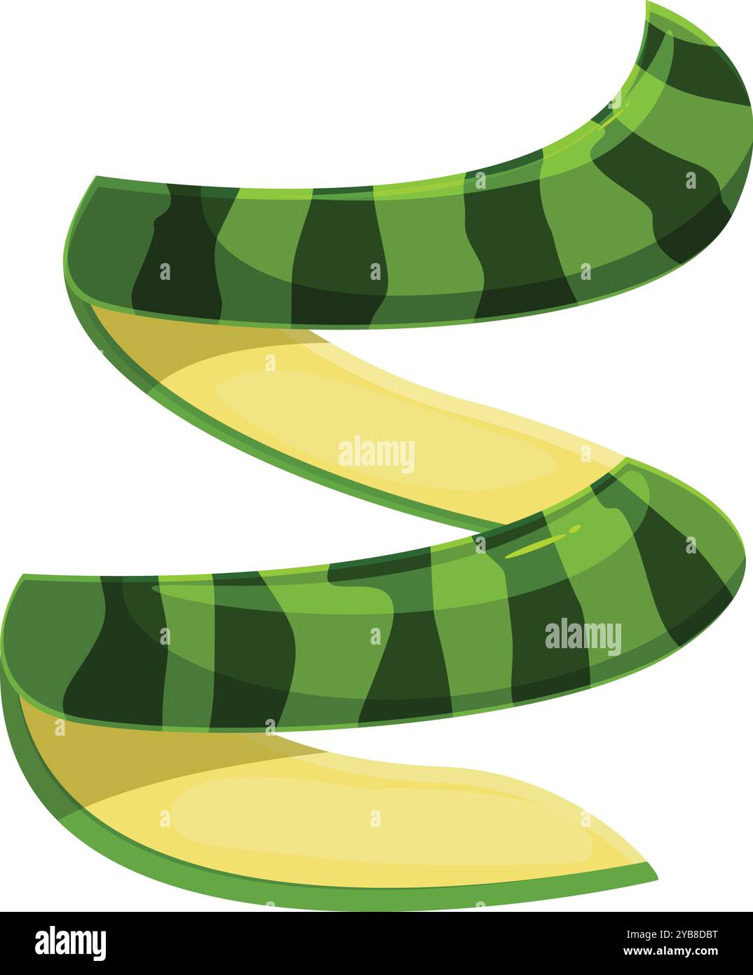 Watermelon rind forming a spiral shape, isolated on a white background ...