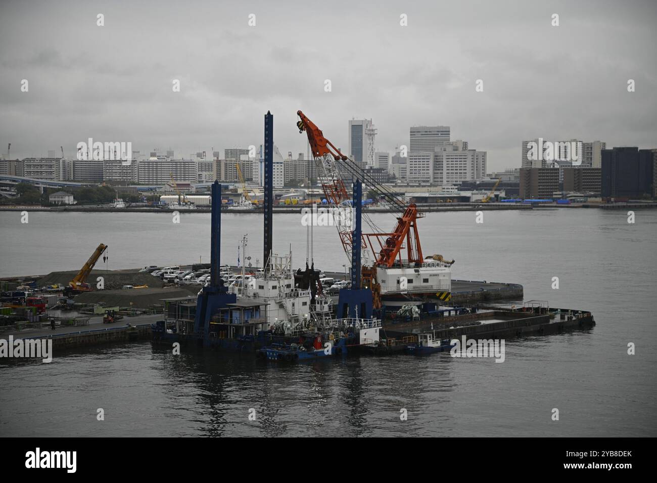 Landscape with scenic view of the maritime Port of Kōbe in the ...