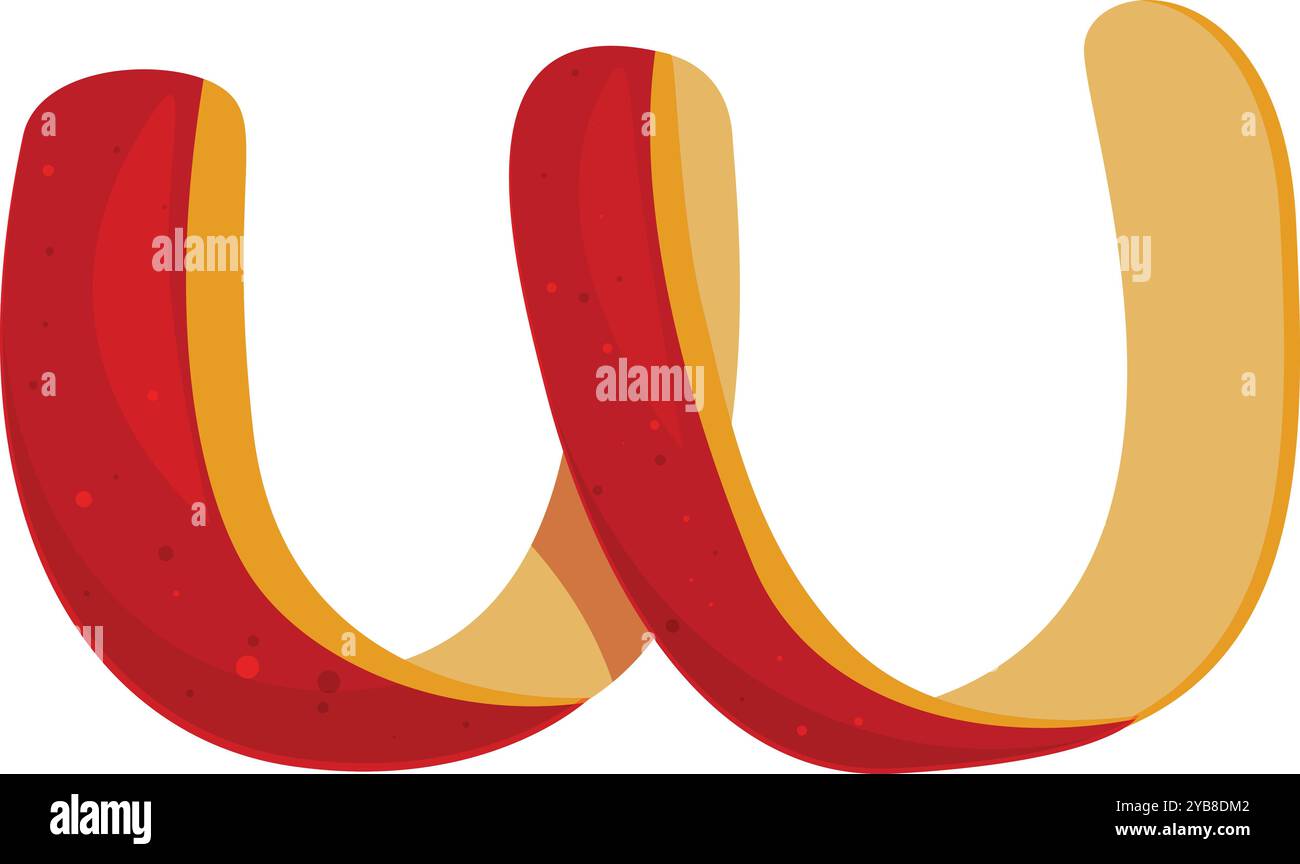 Single piece of apple peel forming the letter w Stock Vector Image ...