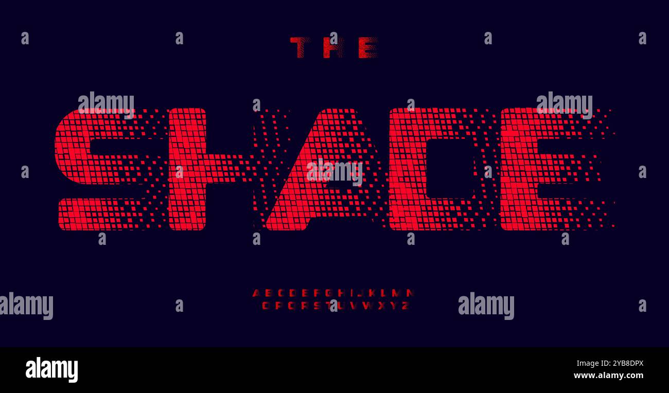 Futuristic pixelated alphabet, digital glitch effect letter, dotted ...