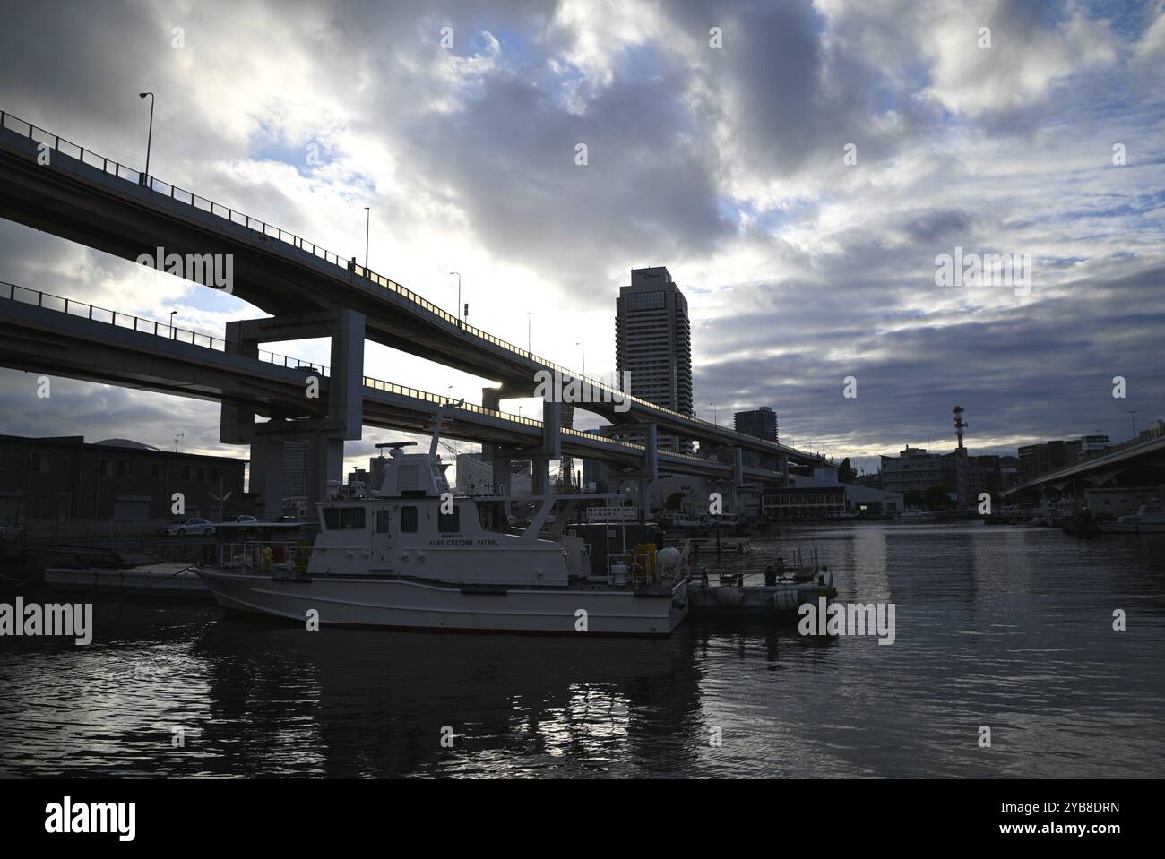 Landscape with scenic view of the maritime Port of Kōbe in the ...