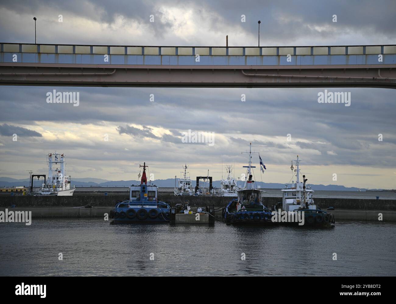 Landscape with scenic view of the maritime Port of Kōbe in the ...
