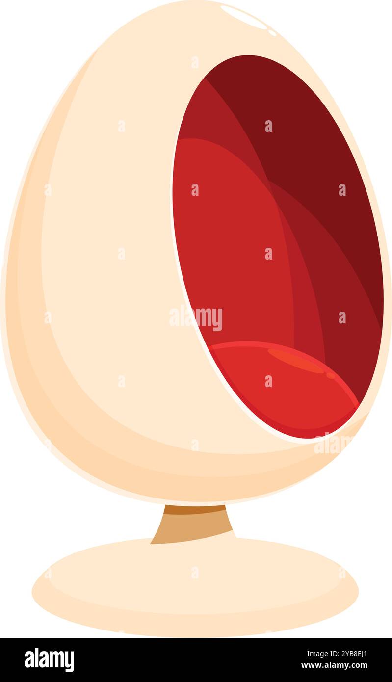 Comfortable red and white egg shaped chair furnishing a modern interior ...