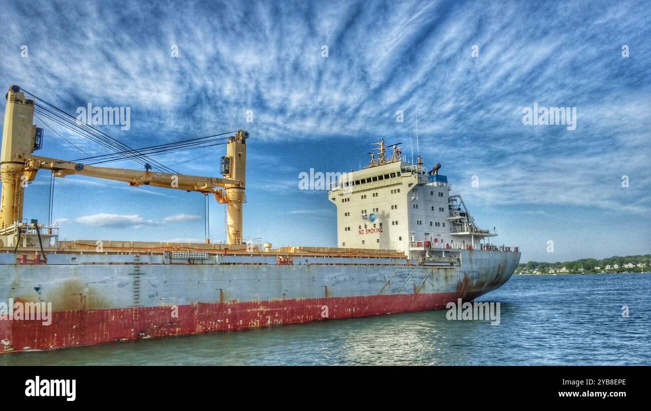 Empty Freighter Cargo Ship Sailing in Portland Maine Stock Photo - Alamy