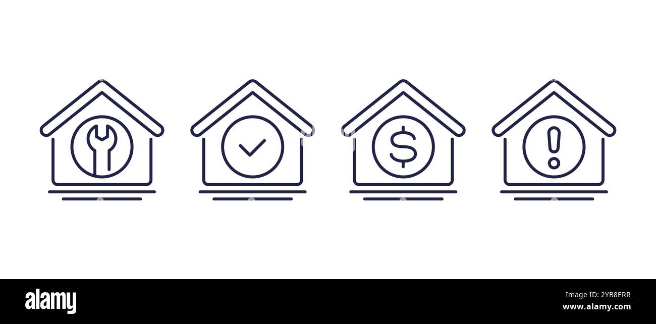 White line house check mark hi-res stock photography and images - Alamy