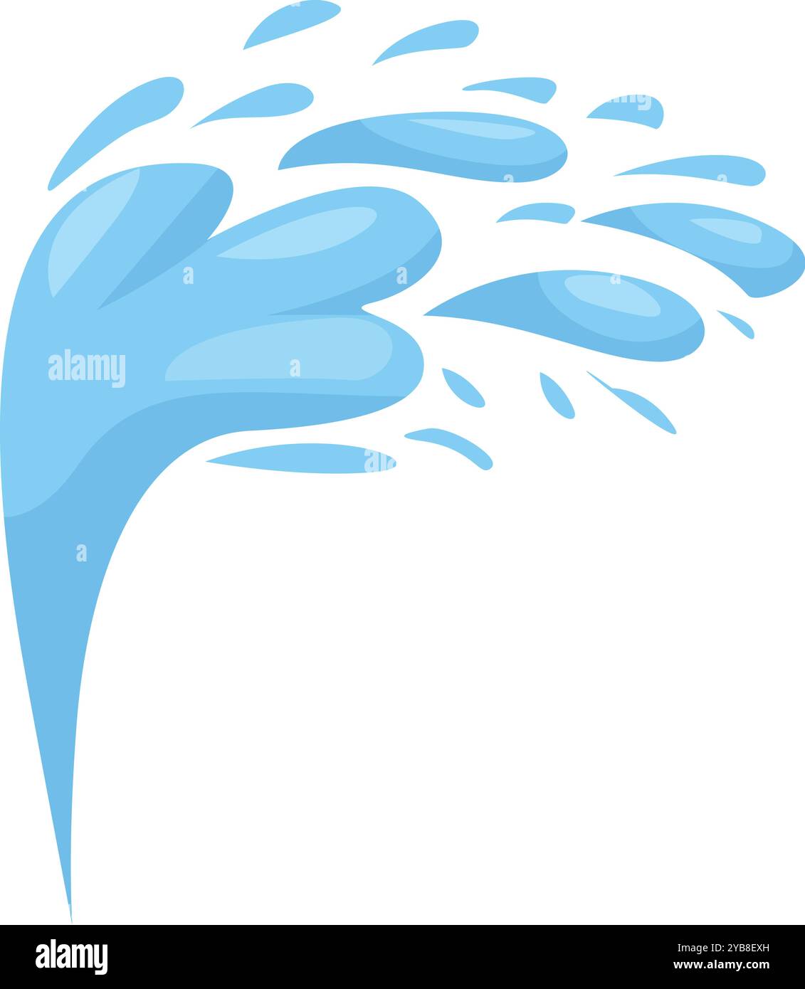 Cartoon water splash with drops flowing in bright blue color Stock ...