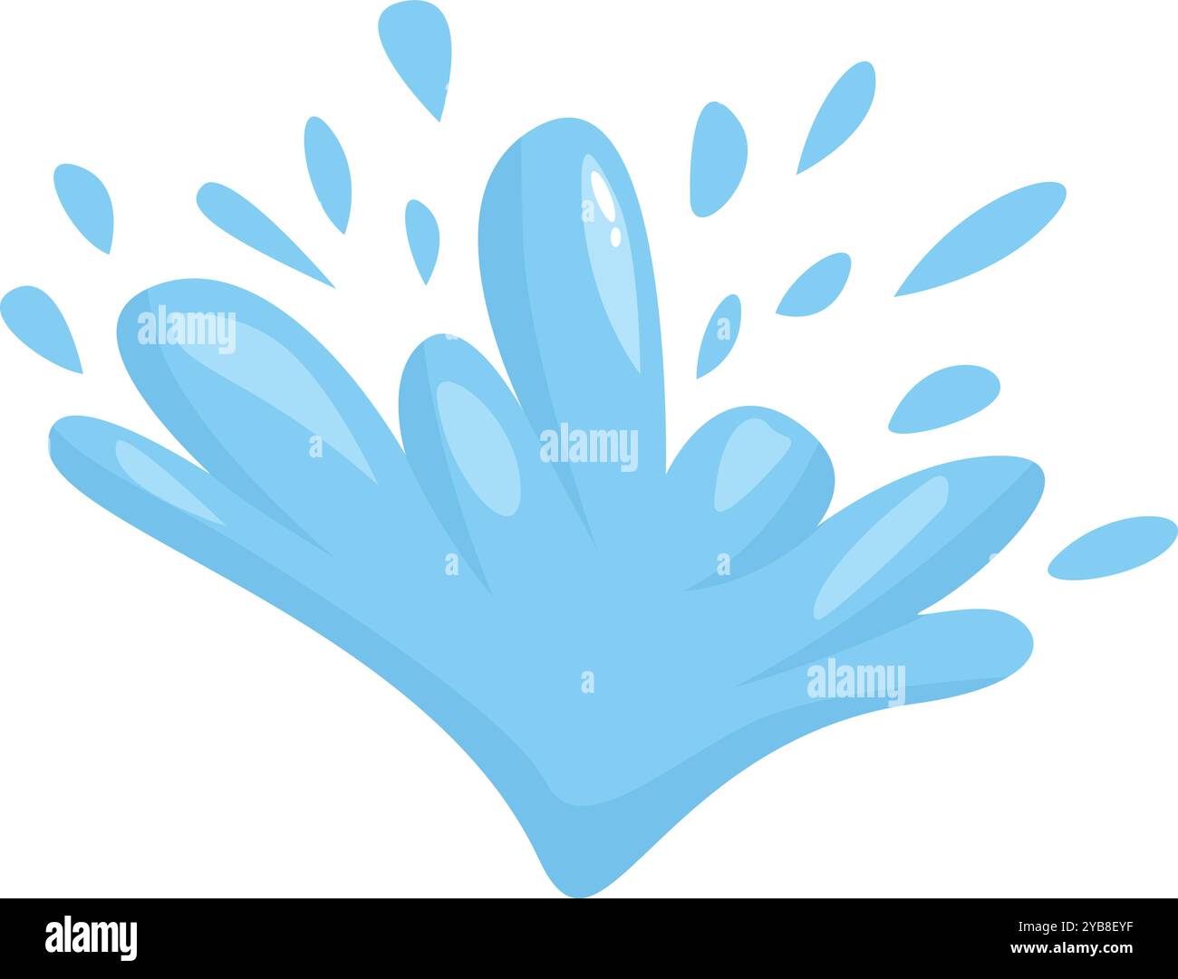 Cartoon style illustration of blue water splashing upward with drops ...