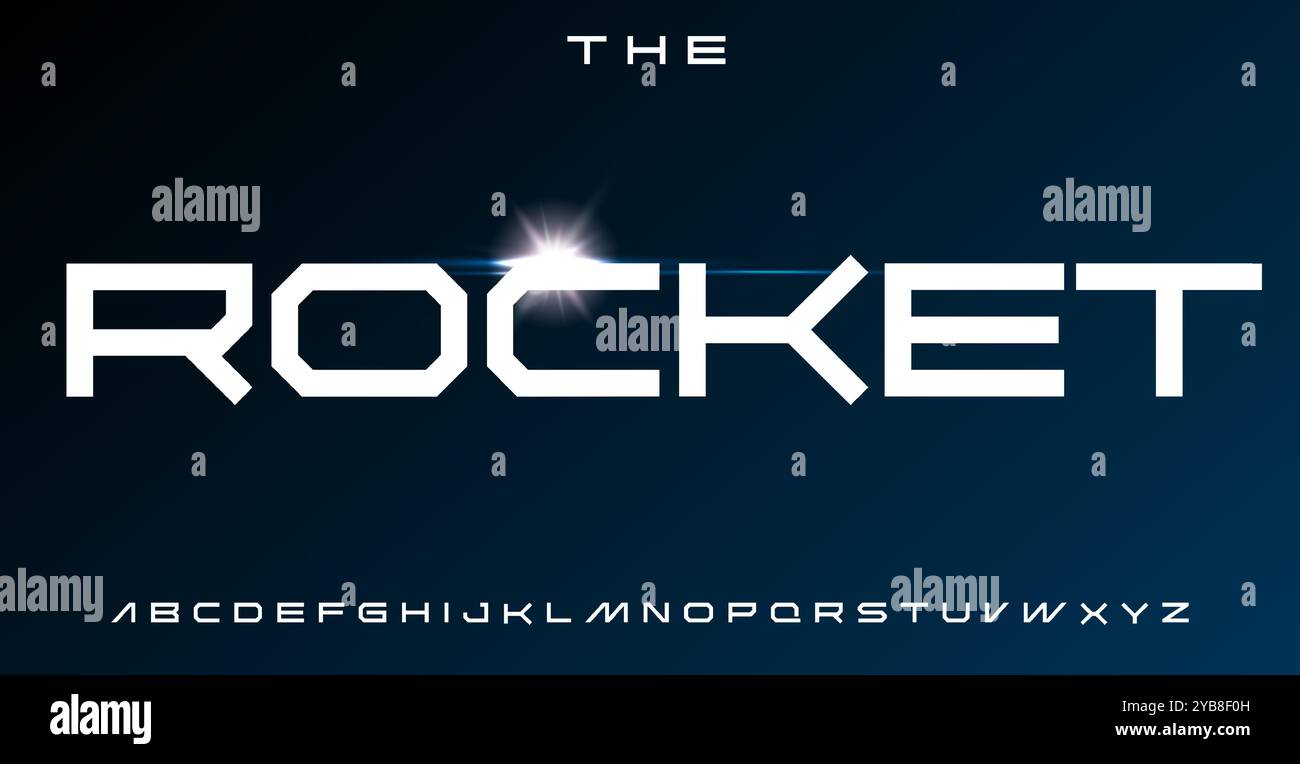Wide geometric font, sci-fi squared letters, innovative angular ...