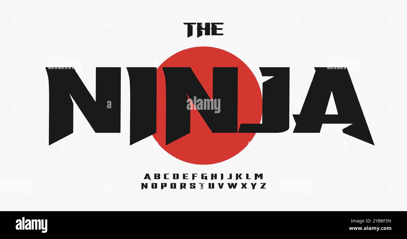 Ninja bold font, sharp edges angular letters, cutting edge Japanese ...