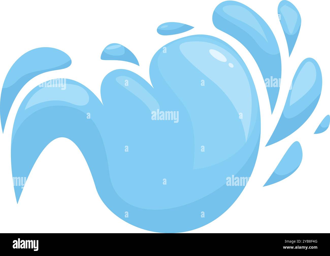 Cartoon style illustration of blue water splashing, making wavy shape ...