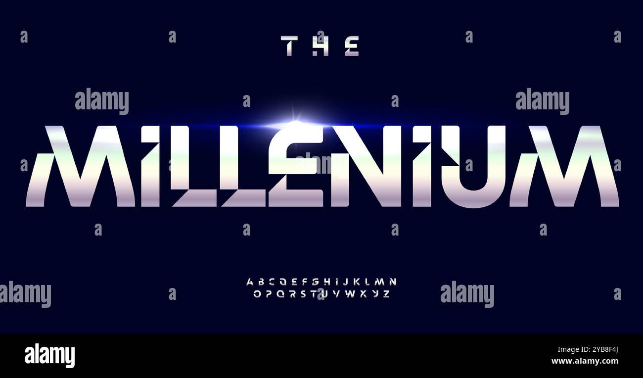 Tech metallic font, futuristic angular letters, bold digital headline ...