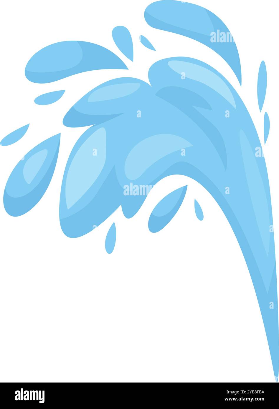 Cartoon water is splashing, making a big curve shape, perfect for any ...