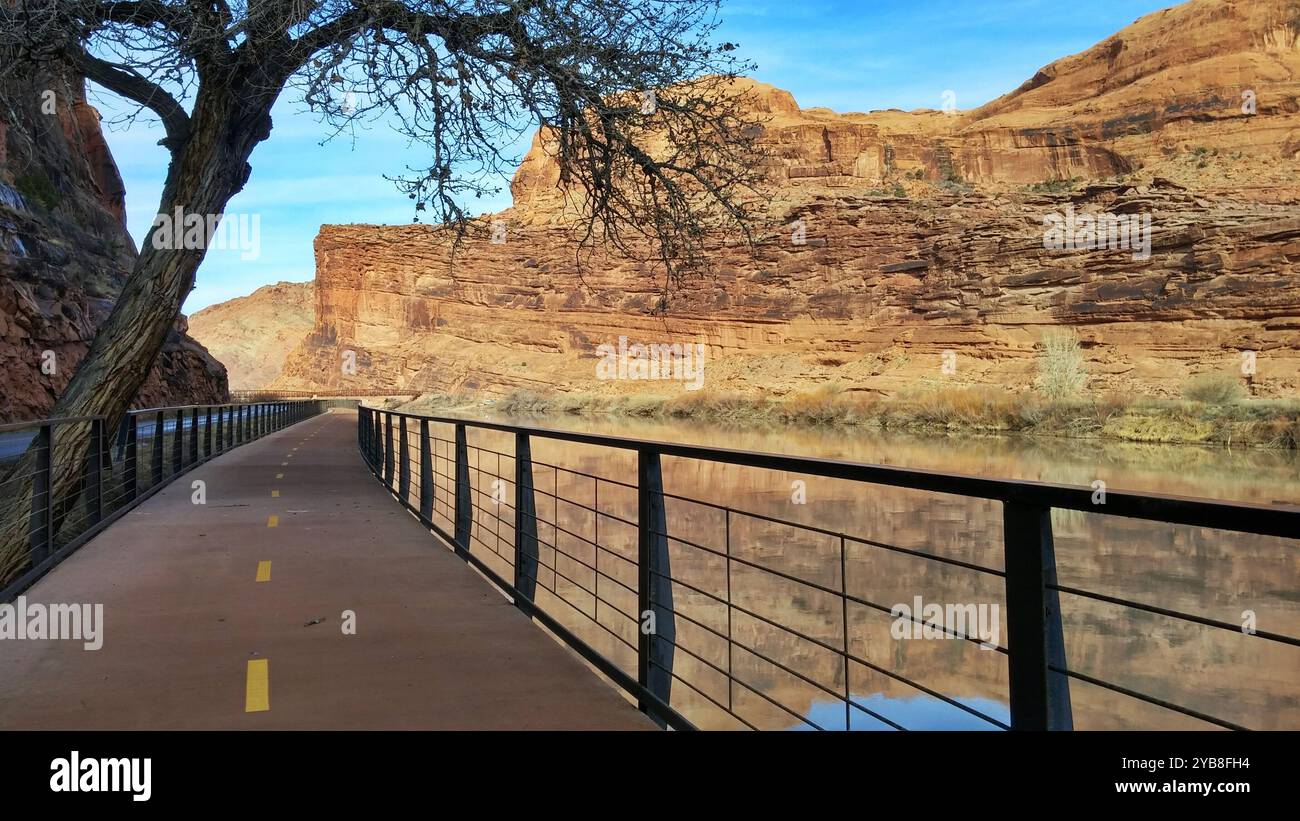 Moab Canyon Pathway bike and recreational trail near Arches National Park in Utah Stock Photo ...