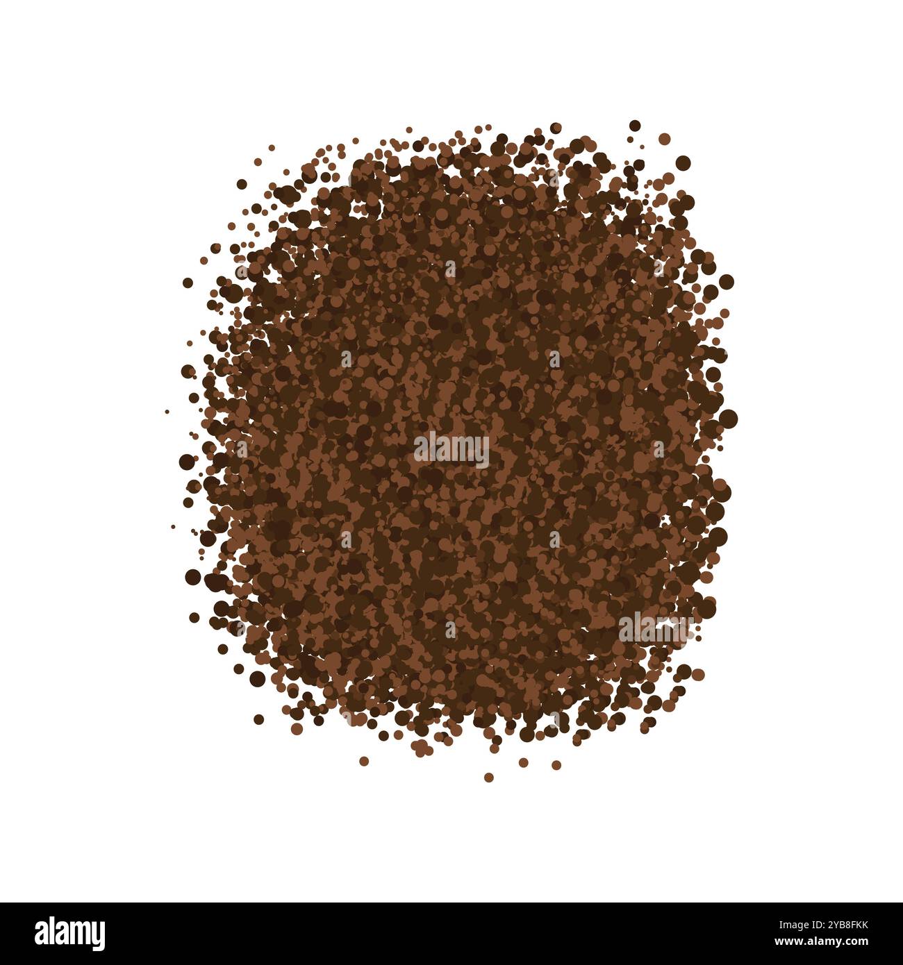 Coffee ground speckles powder, cocoa top view. Grainy bean with ...