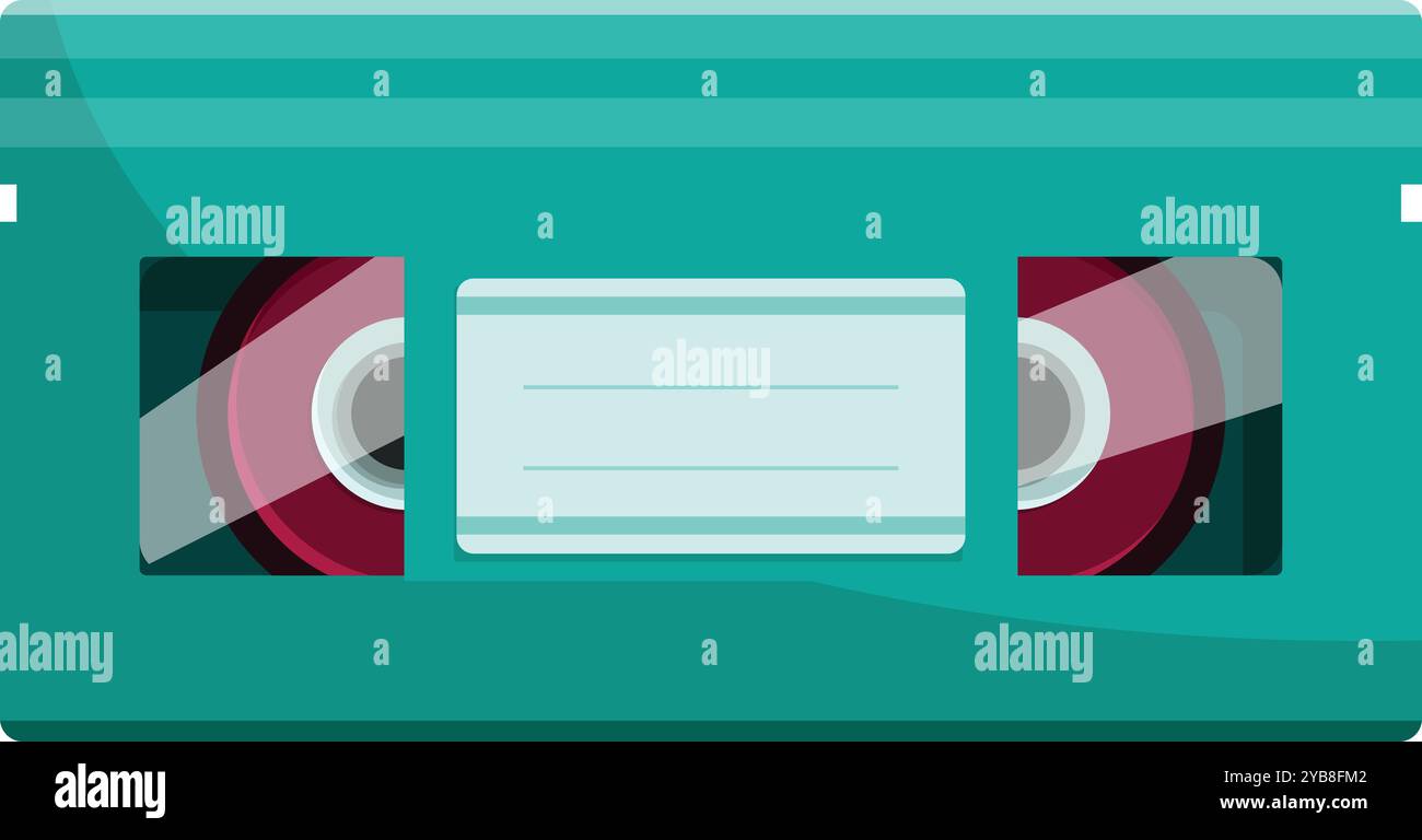 Green vhs video cassette tape is lying horizontally, offering a ...
