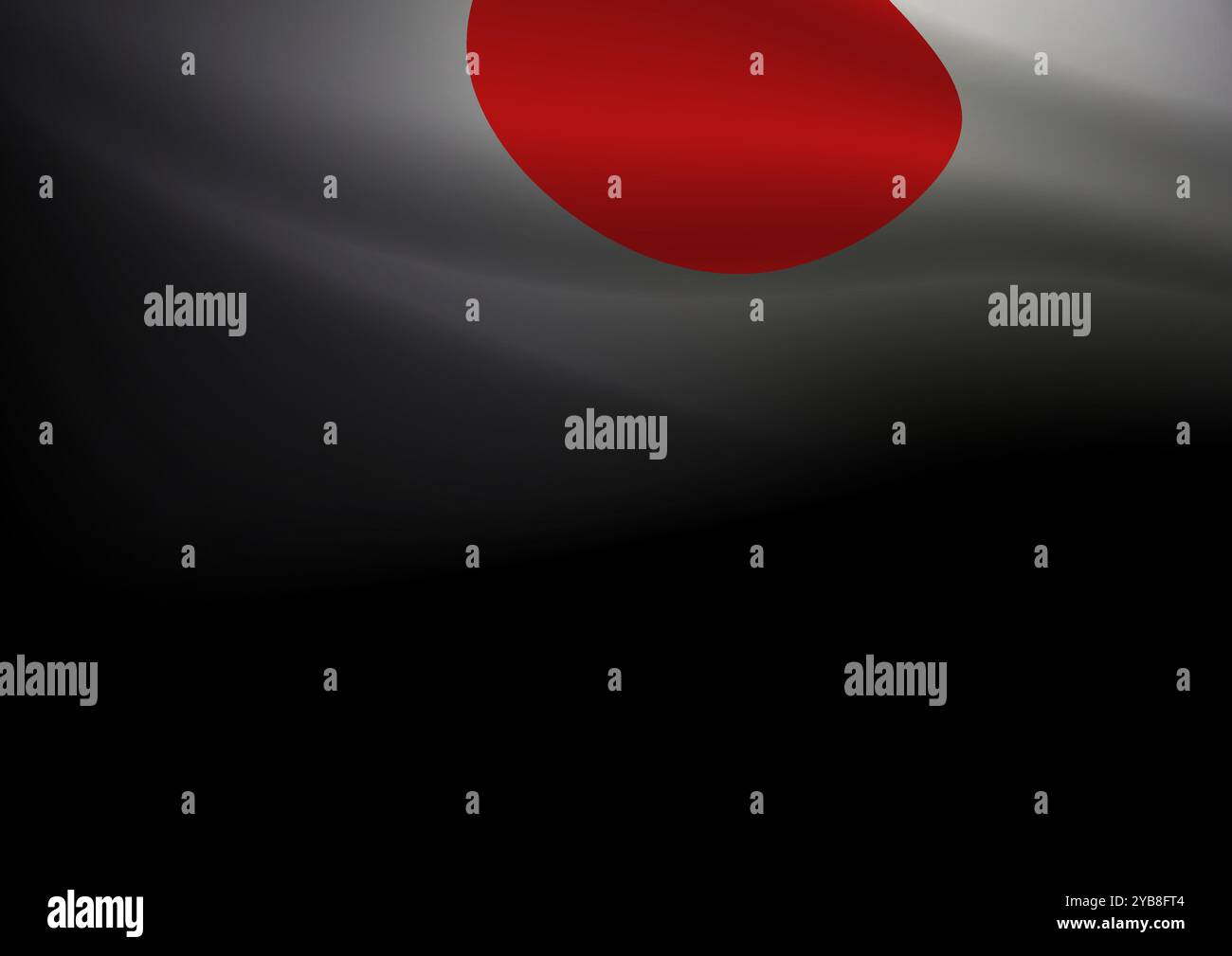 Japanese flag flies majestically on a black background, vector ...