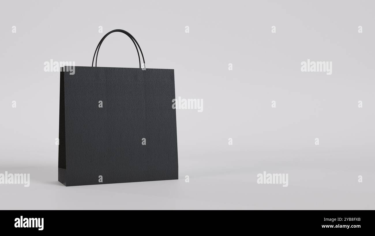 Black shopping bag on a minimalist white background. An elegant and ...