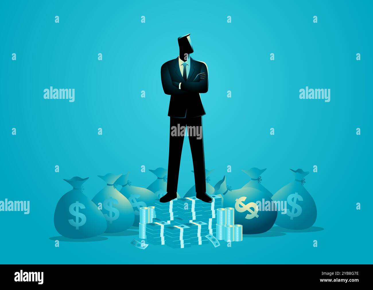 Illustration man standing on pile hi-res stock photography and images ...