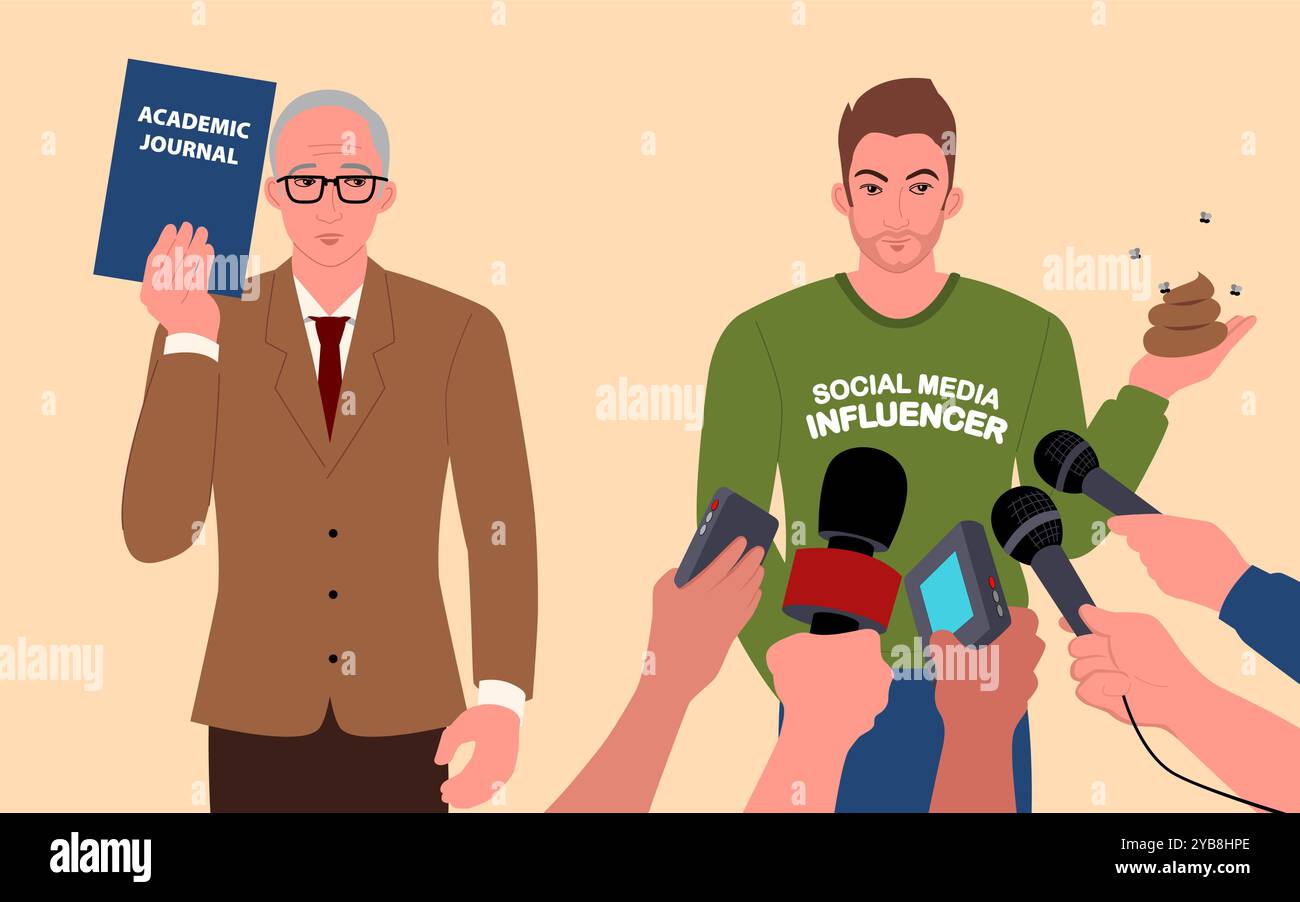 Simple flat cartoon illustration shows that nowadays people trust ...
