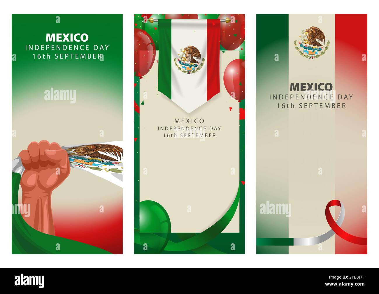 Collection of Mexican flag insignia backgrounds for national events ...