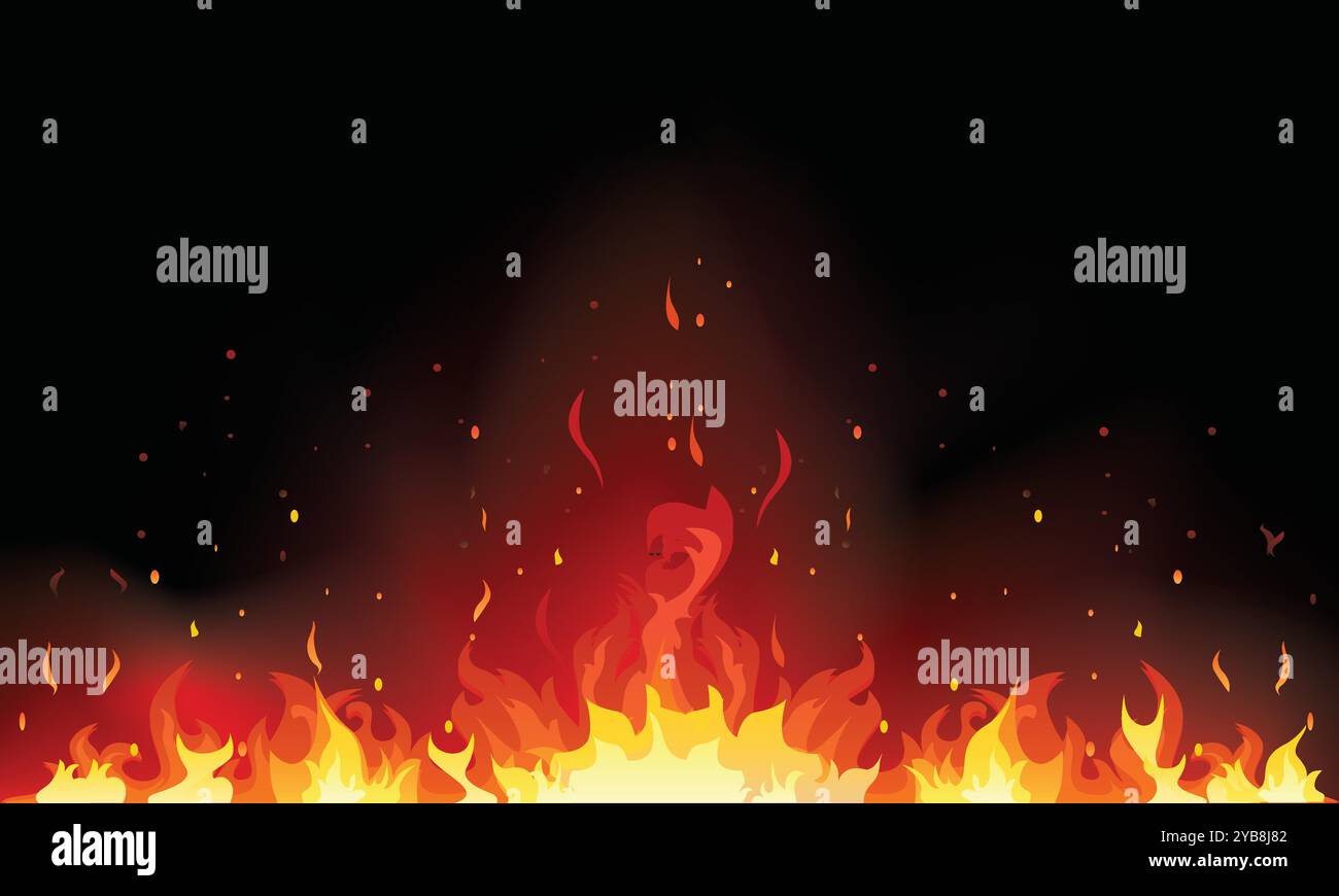 illustration of flames and heat with a dark backdrop. Ideal for use in ...