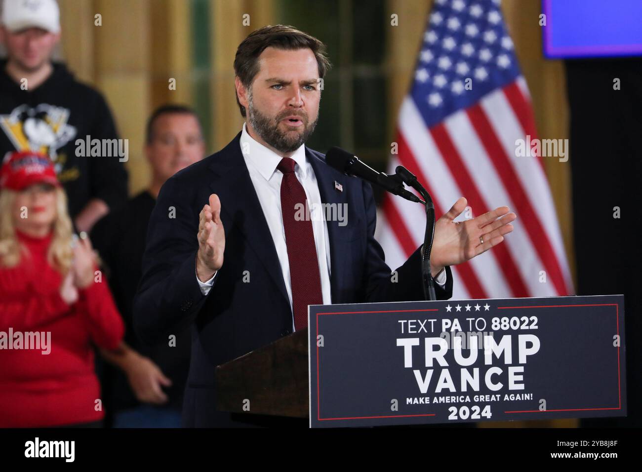 Republican vice presidential nominee Sen. JD Vance, R-Ohio, speaks at a ...