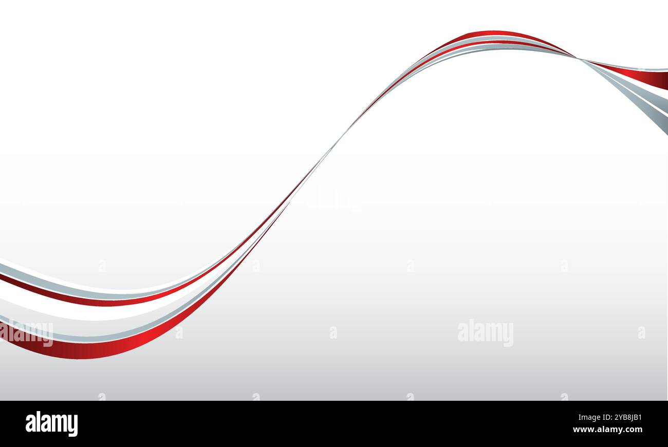 Dynamic and modern abstract background featuring flowing red and gray lines on a white backdrop ...