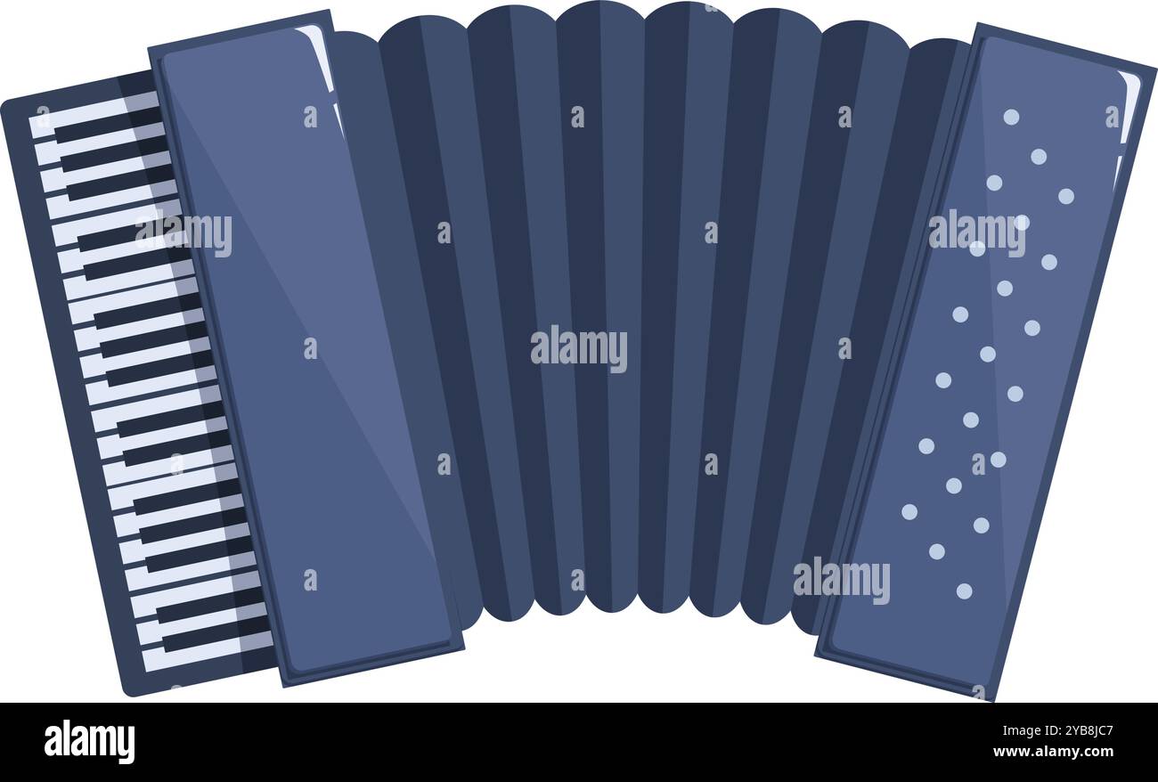Classic blue accordion with keyboard, playing traditional folk music ...