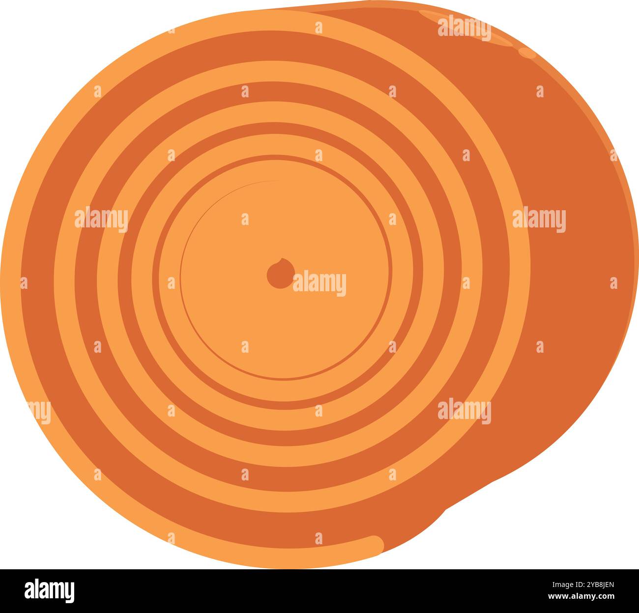 Orange tree trunk with growth rings representing its age, a cross ...