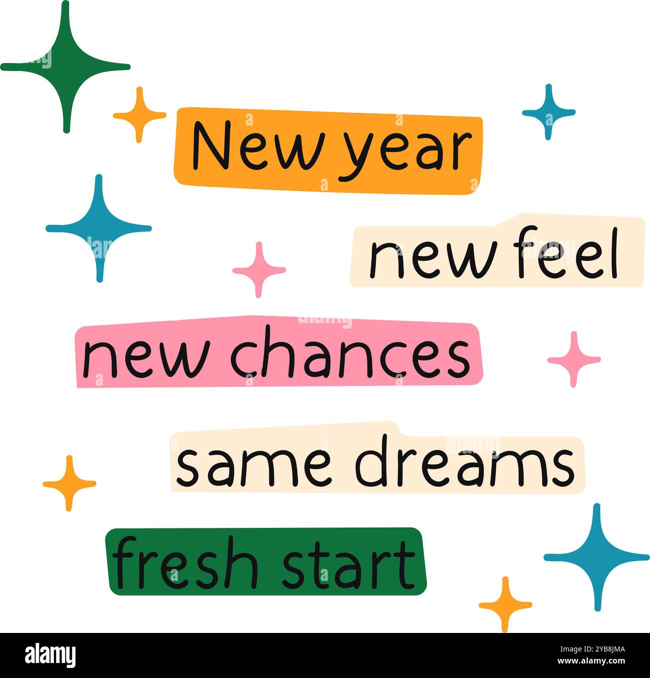 New Year card positive phrases vector illustration Stock Vector Image ...