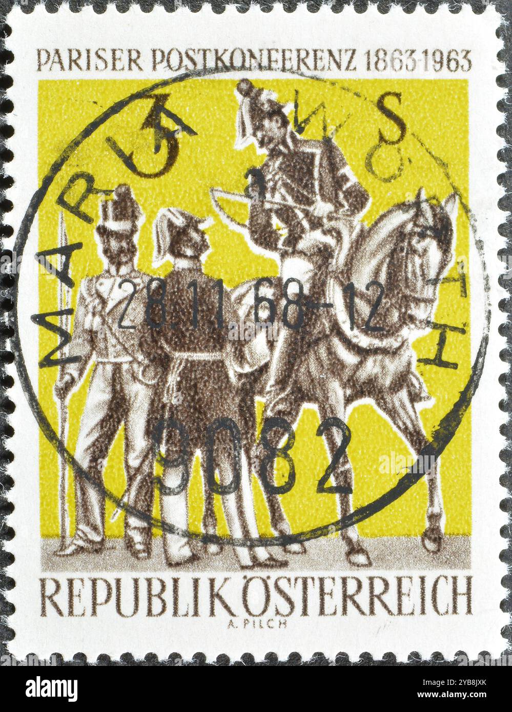 Cancelled postage stamp printed by Austria, that celebrates Centenary ...