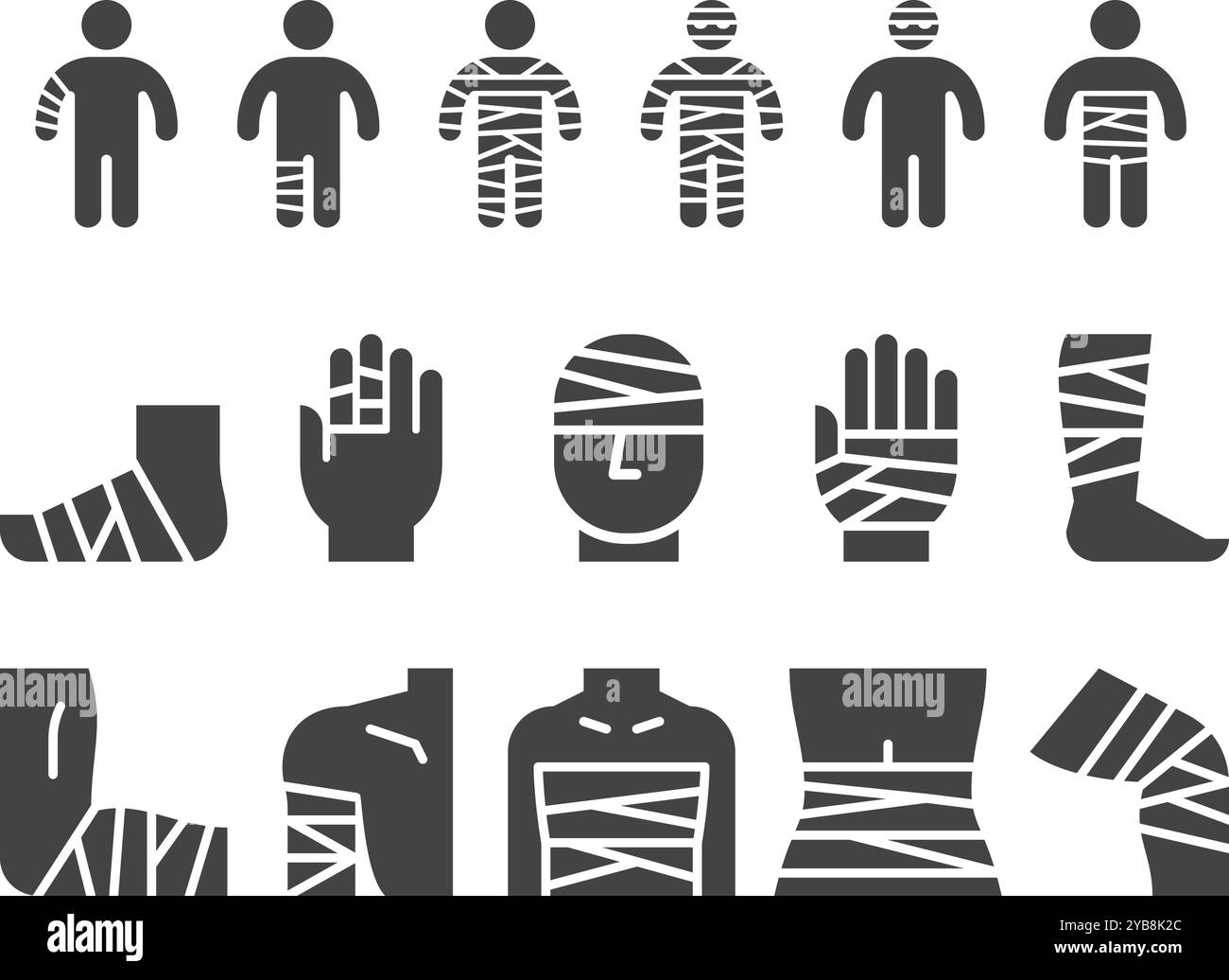 injury with bandage solid icon set,vector and illustration Stock Vector ...