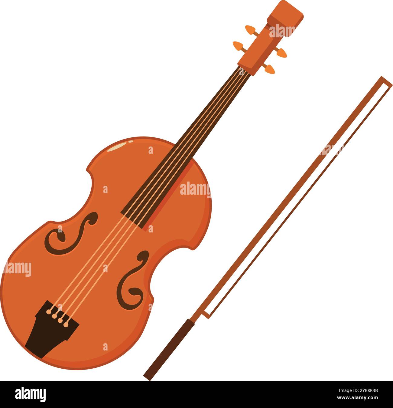 Wooden violin lying on its back with its bow alongside Stock Vector ...