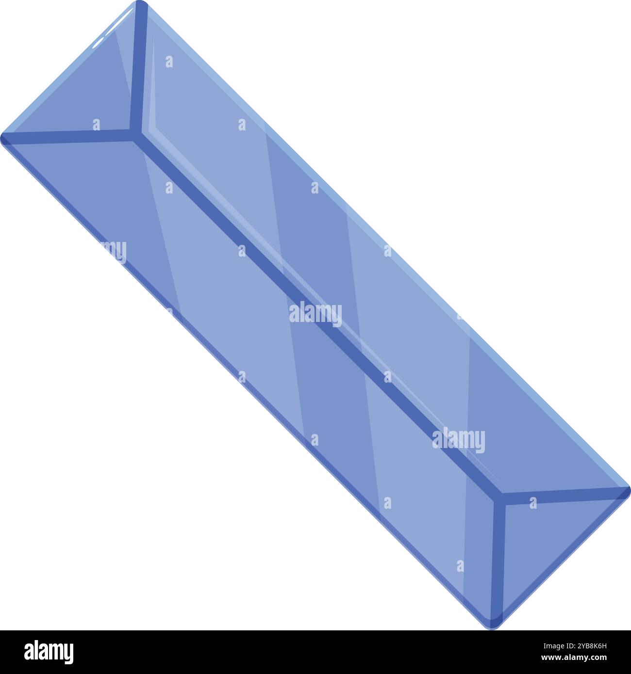 Blue transparent triangular prism with light dispersion effect, used in ...