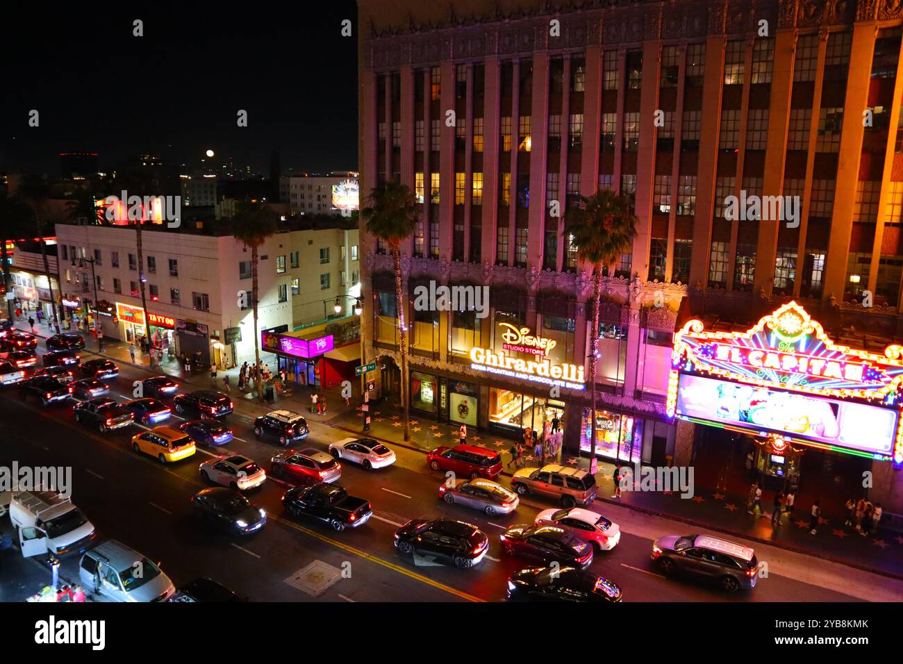 Hollywood Boulevard Walk of Fame view by night from Ovation Hollywood ...