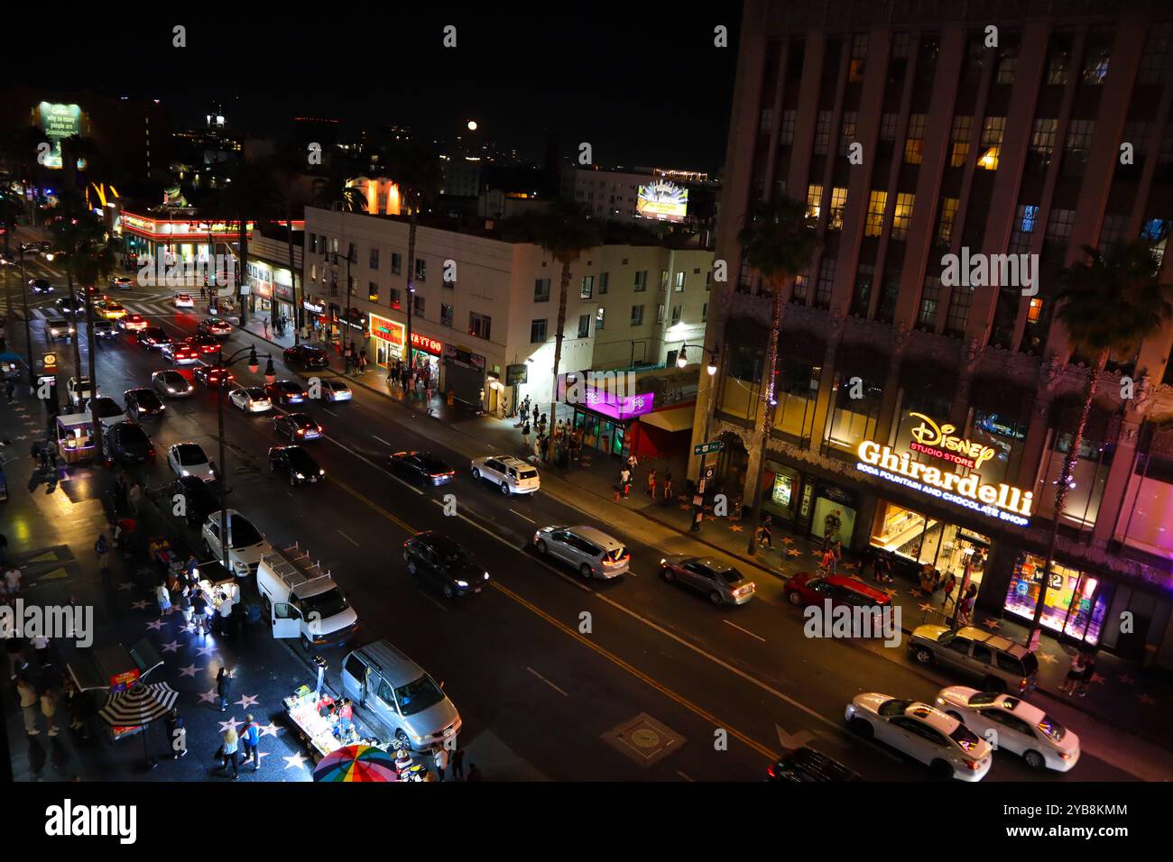 Hollywood Boulevard Walk of Fame view by night from Ovation Hollywood ...