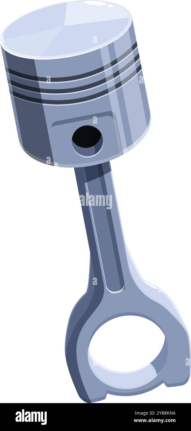 This cartoon style silver piston is a part of an internal combustion ...