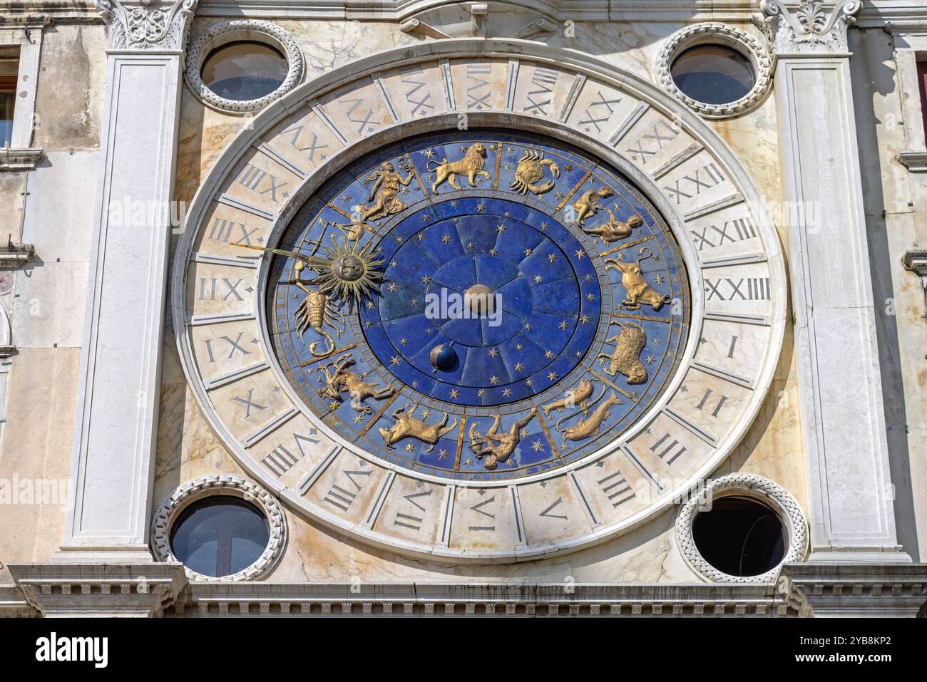 Venice, Italy - October 09, 2024: Blue Dial With Gold Symbols of Zodiac ...