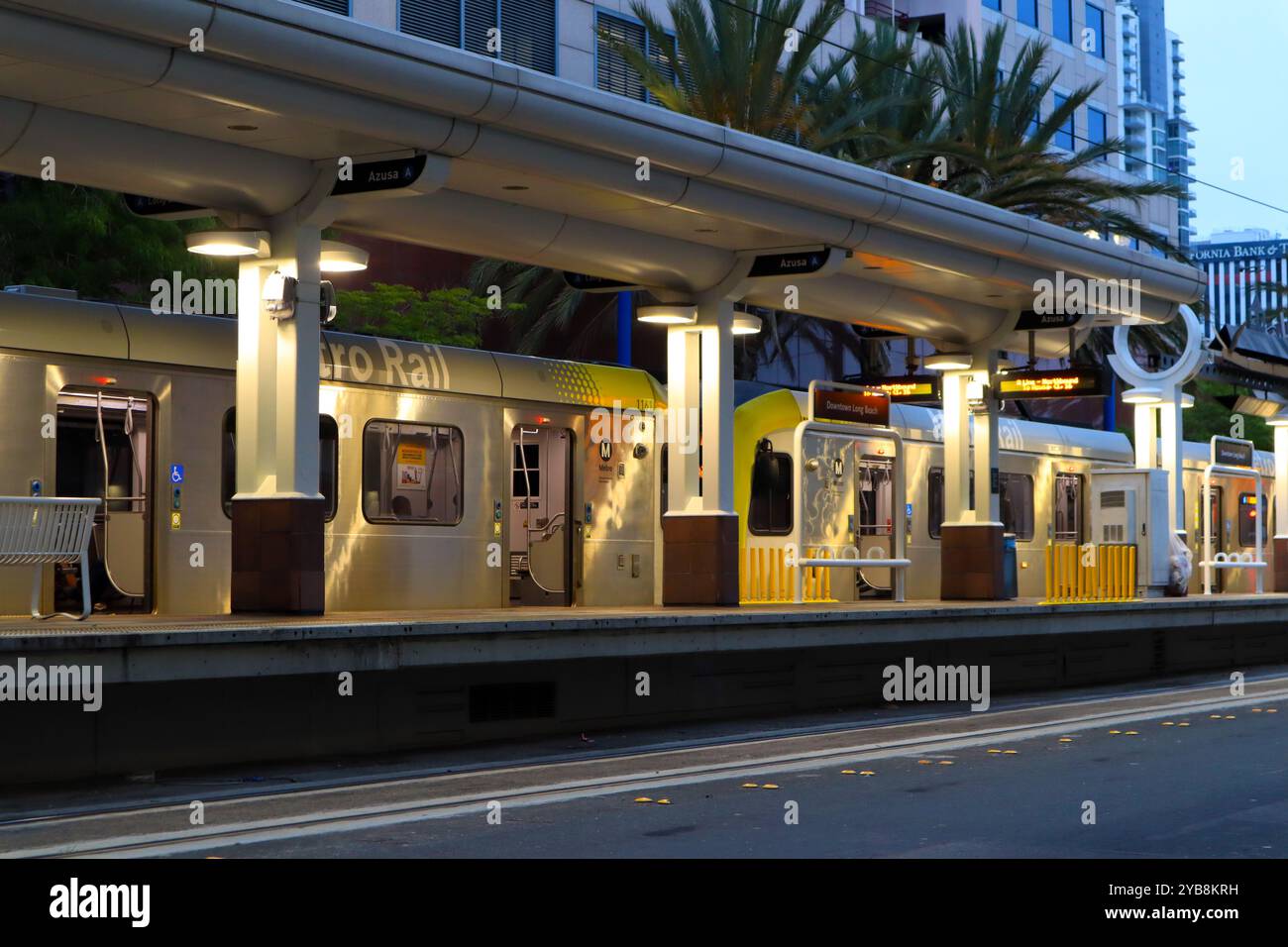 Los Angeles METRO Rail A Line train in downtown Long Beach Metro ...