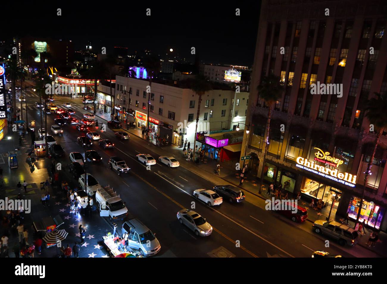Hollywood Boulevard Walk of Fame view by night from Ovation Hollywood ...