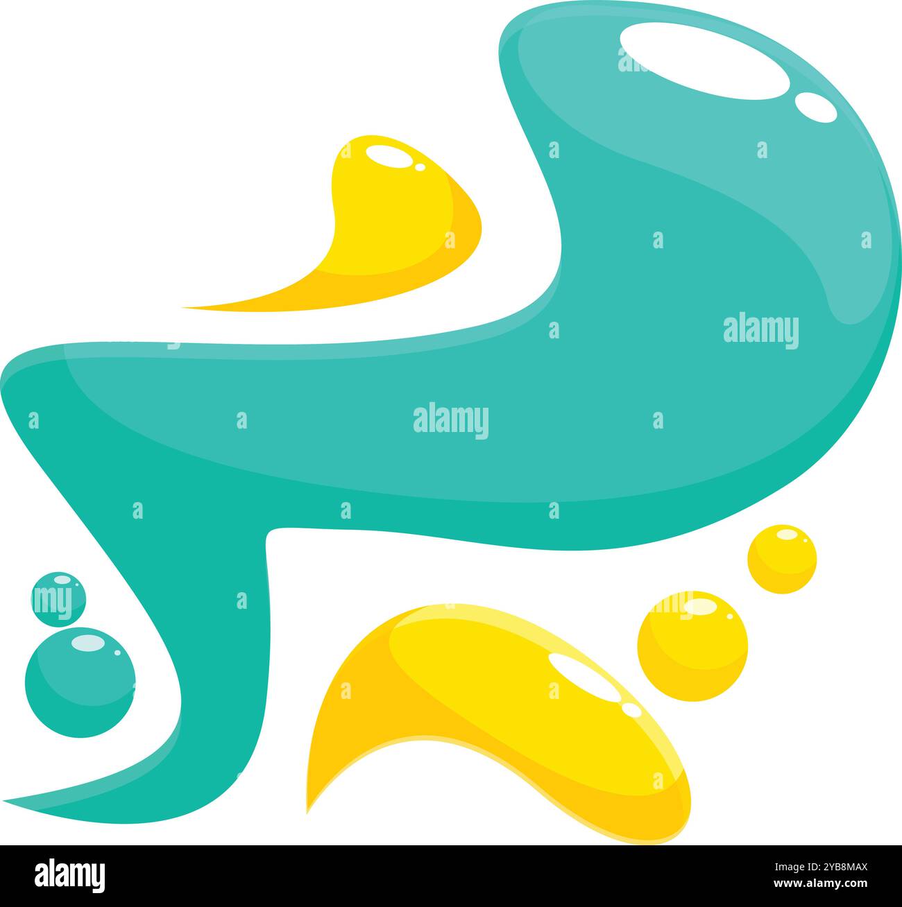 Abstract composition featuring turquoise and yellow blobs, creating a ...