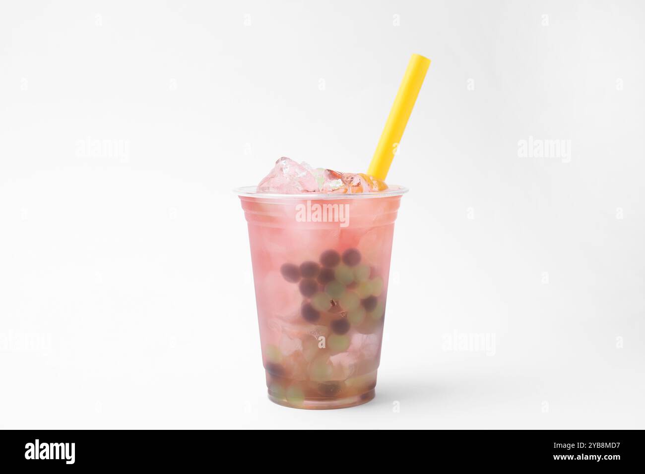 Tasty bubble tea in plastic cup on white background Stock Photo - Alamy
