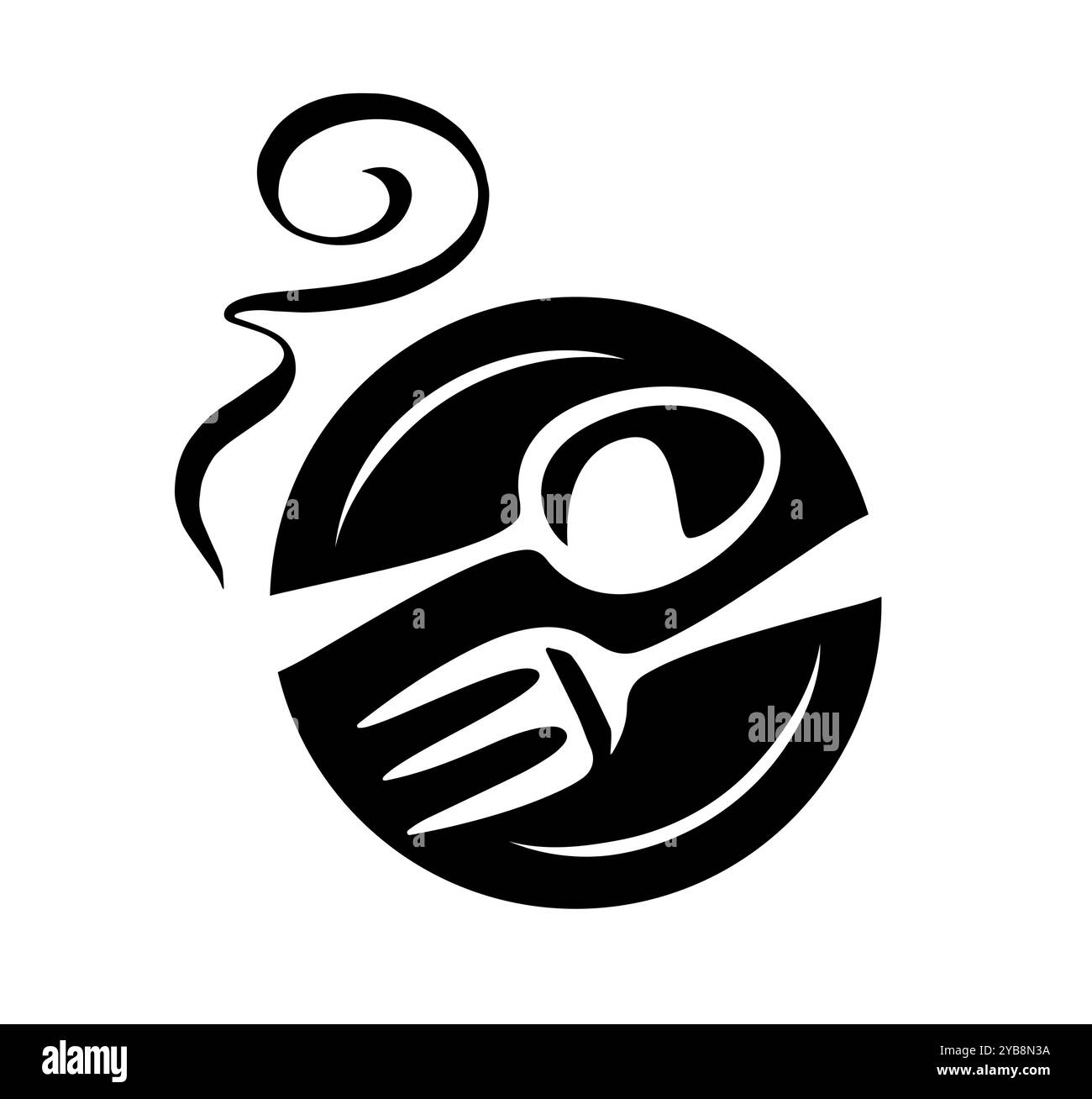 Plate with fork and spoon logo emblem. Food service sign icon. Symbol ...